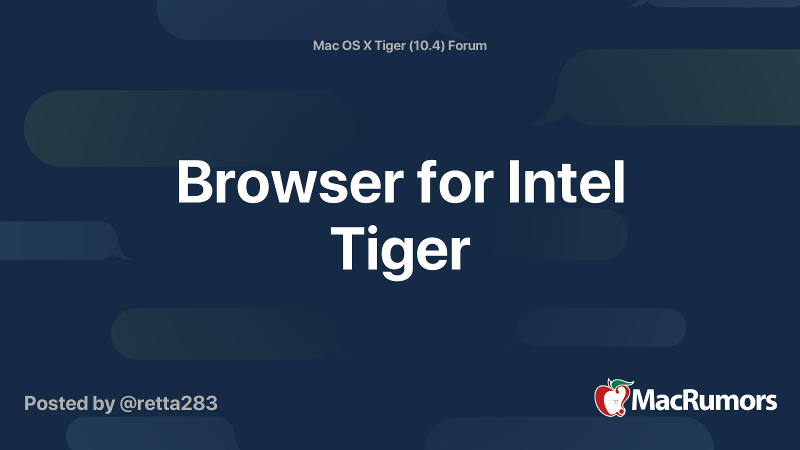 Browser for Intel Tiger | MacRumors Forums