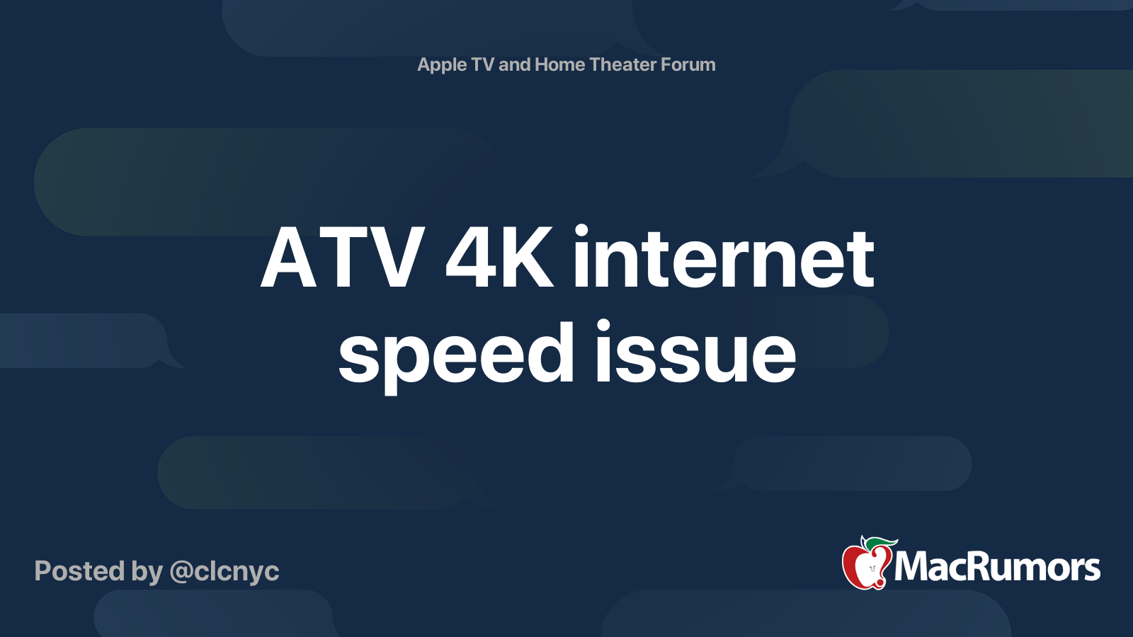 ATV 4K internet speed issue | MacRumors Forums