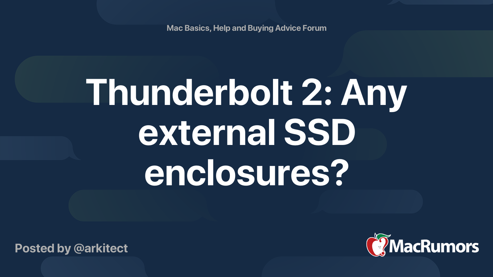 Thunderbolt 2: Any external SSD enclosures? | MacRumors Forums