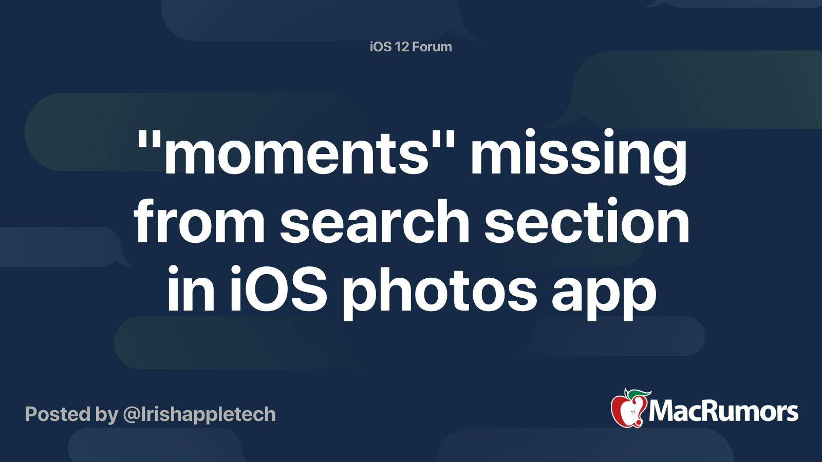 "moments" missing from search section in iOS photos app | MacRumors Forums