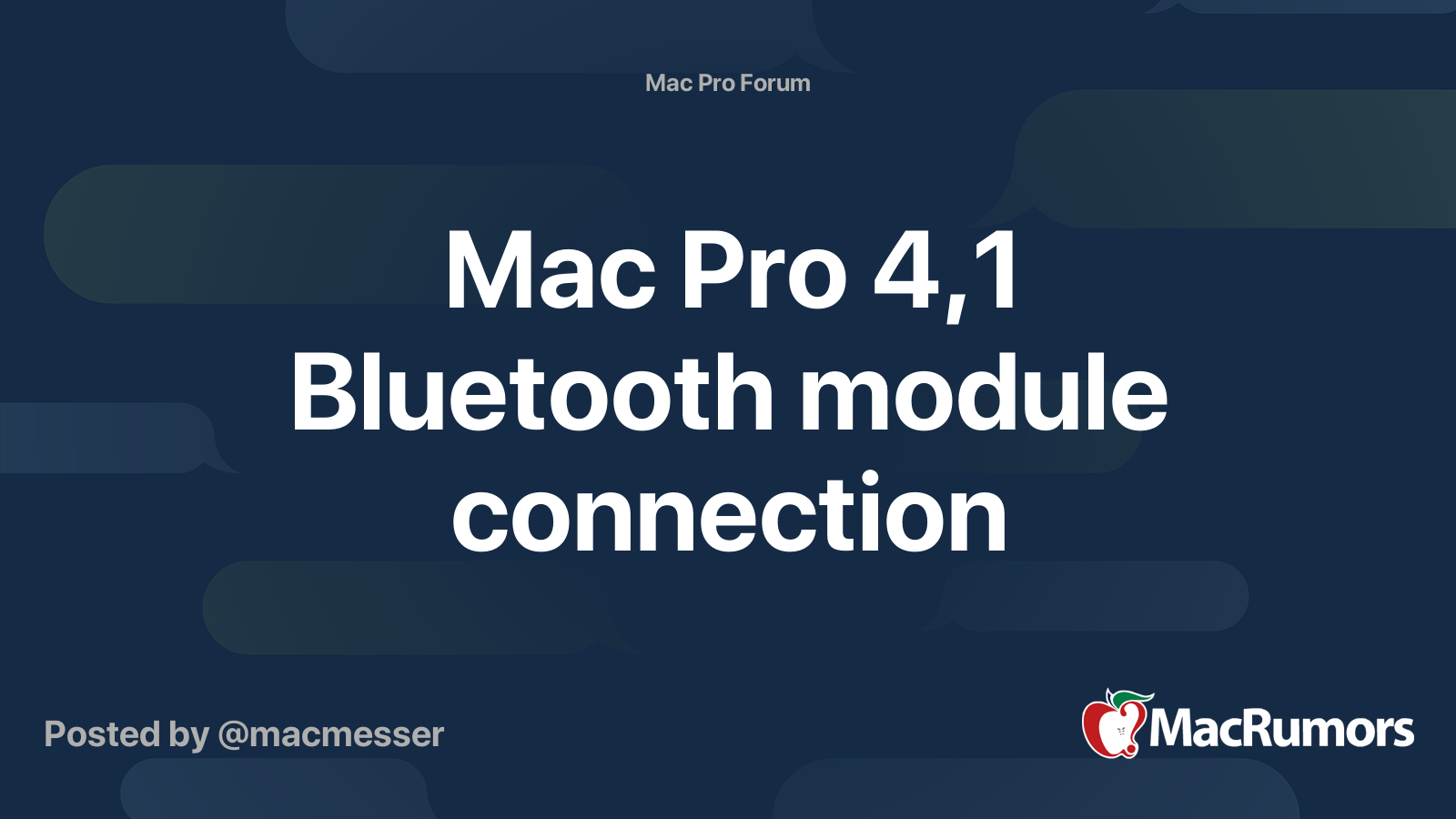 Mac Pro 4,1 Bluetooth module connection | MacRumors Forums