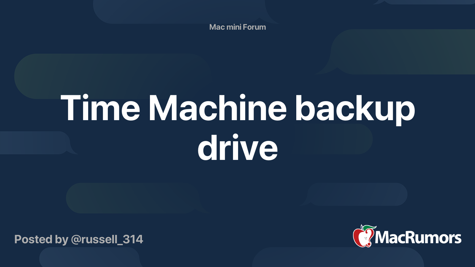 Time Machine backup drive | MacRumors Forums