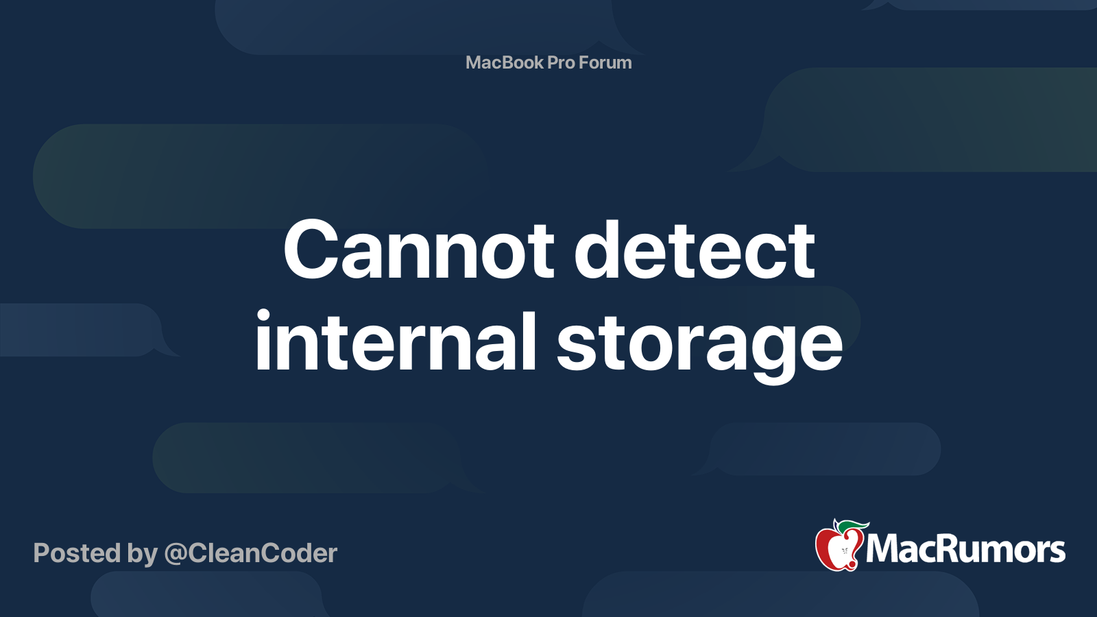Cannot detect internal storage | MacRumors Forums
