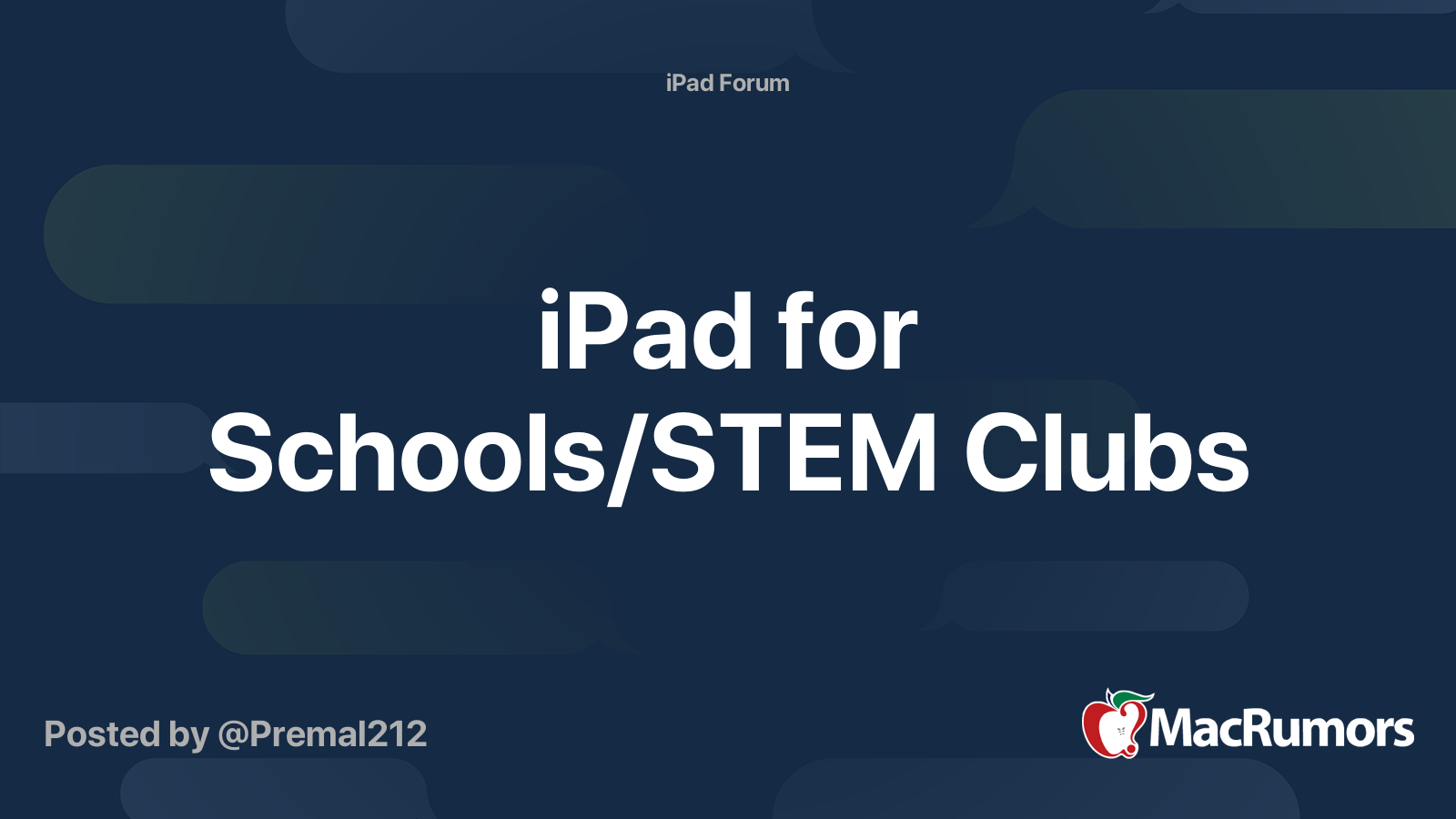 iPad for Schools/STEM Clubs | MacRumors Forums