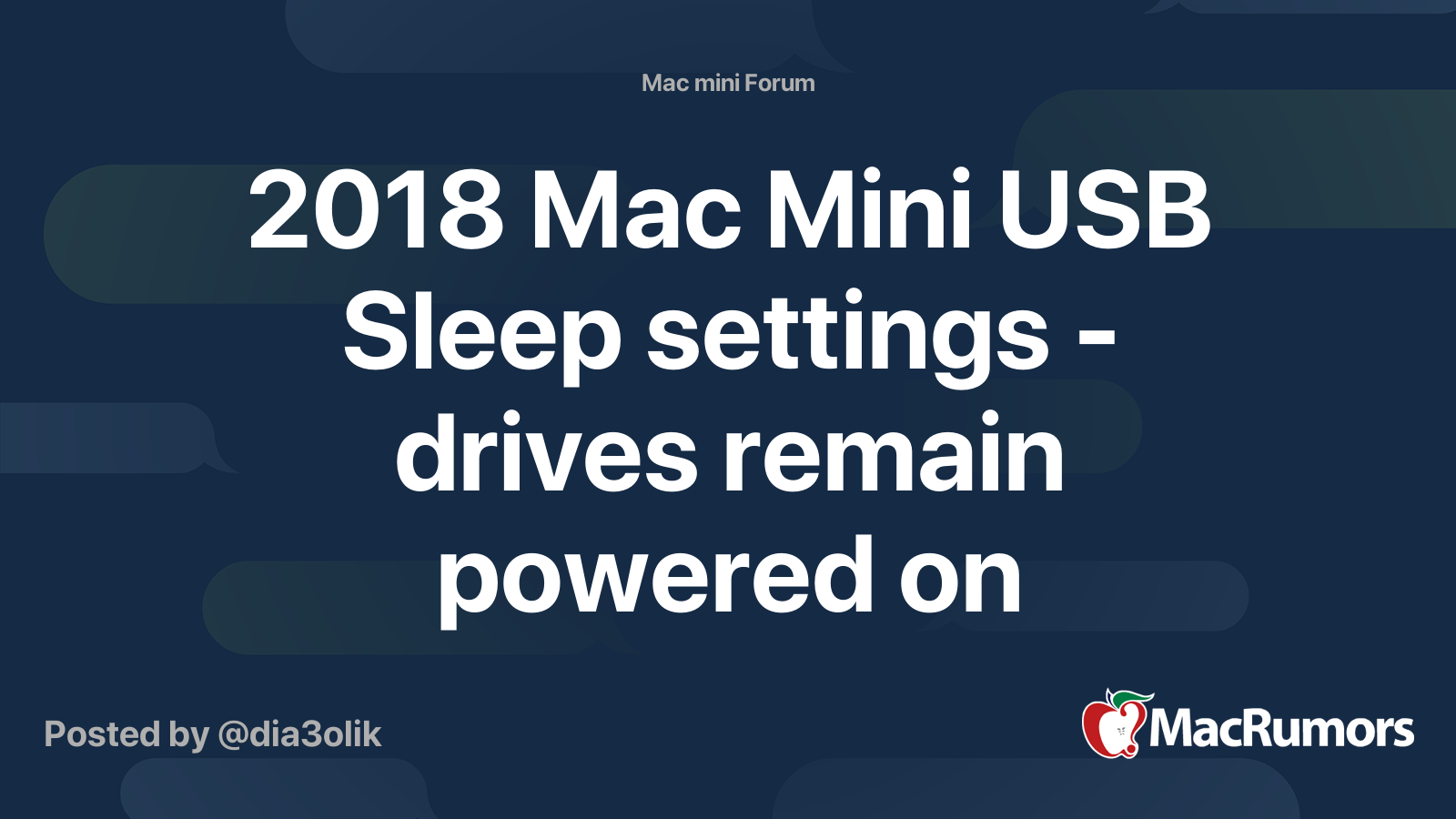 2018 Mac Mini USB Sleep settings - drives remain powered on | MacRumors ...