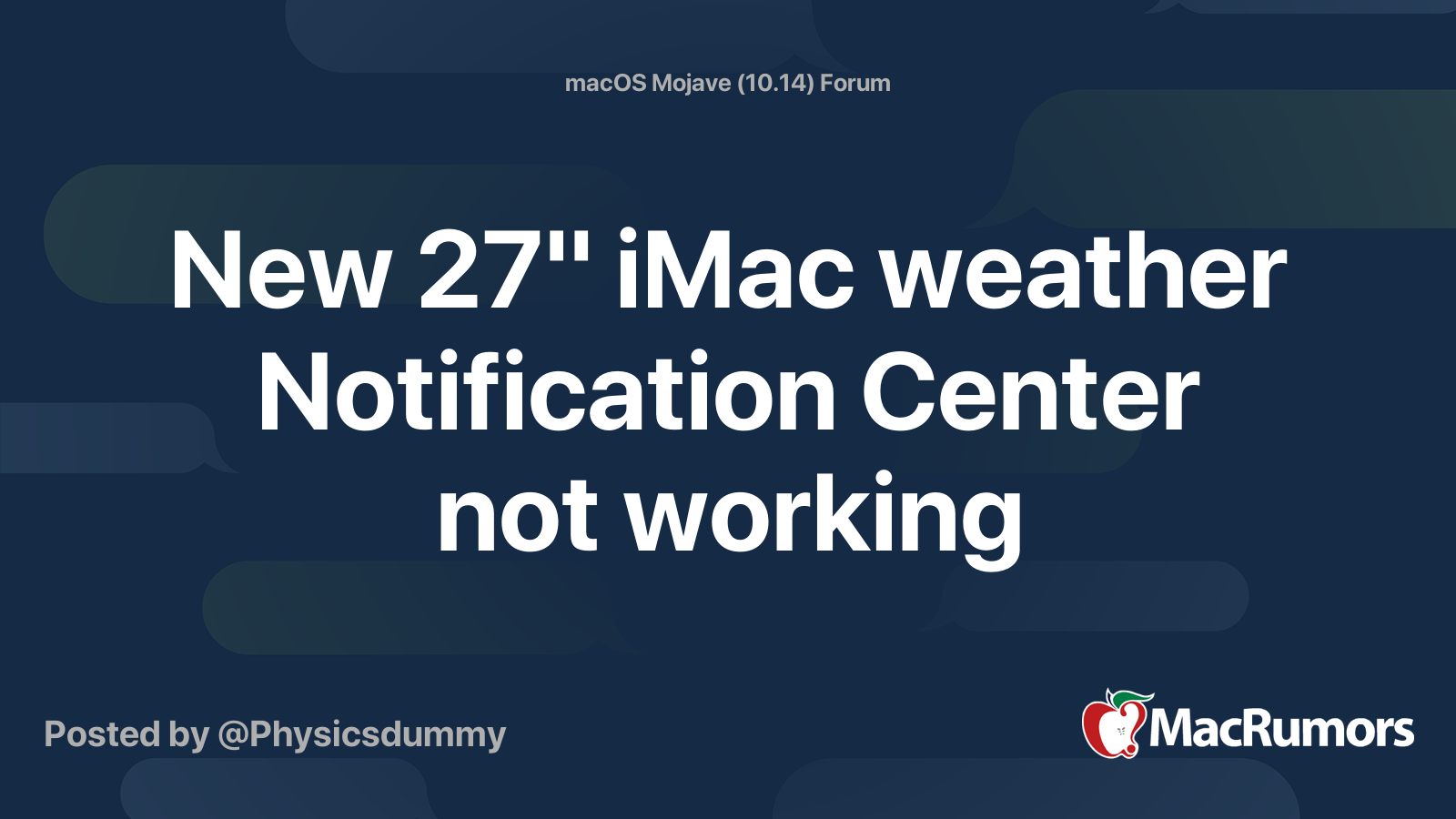 New 27" iMac weather Notification Center not working | MacRumors Forums