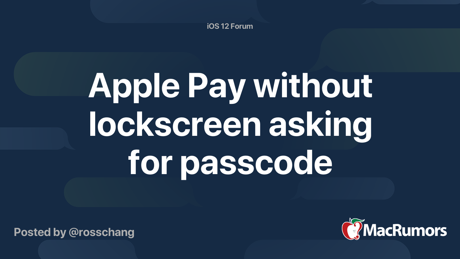 Apple Pay without lockscreen asking for passcode | MacRumors Forums