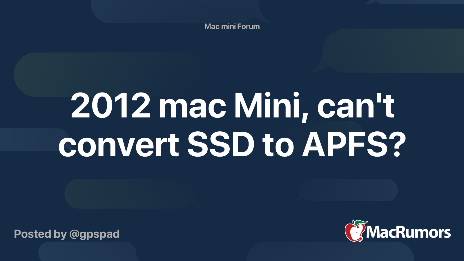 2012 mac Mini, can't convert SSD to APFS? | MacRumors Forums
