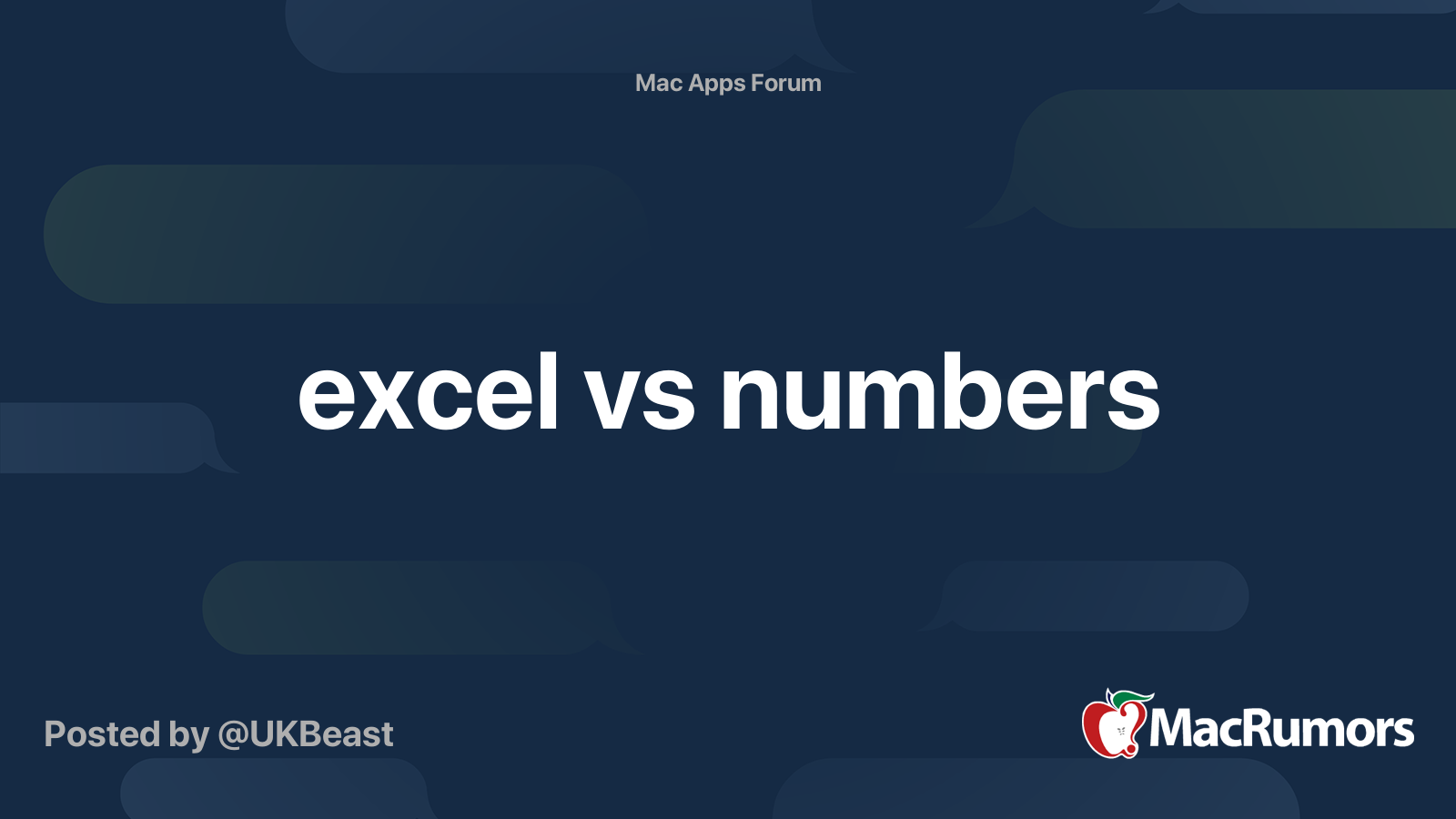 excel vs numbers | MacRumors Forums