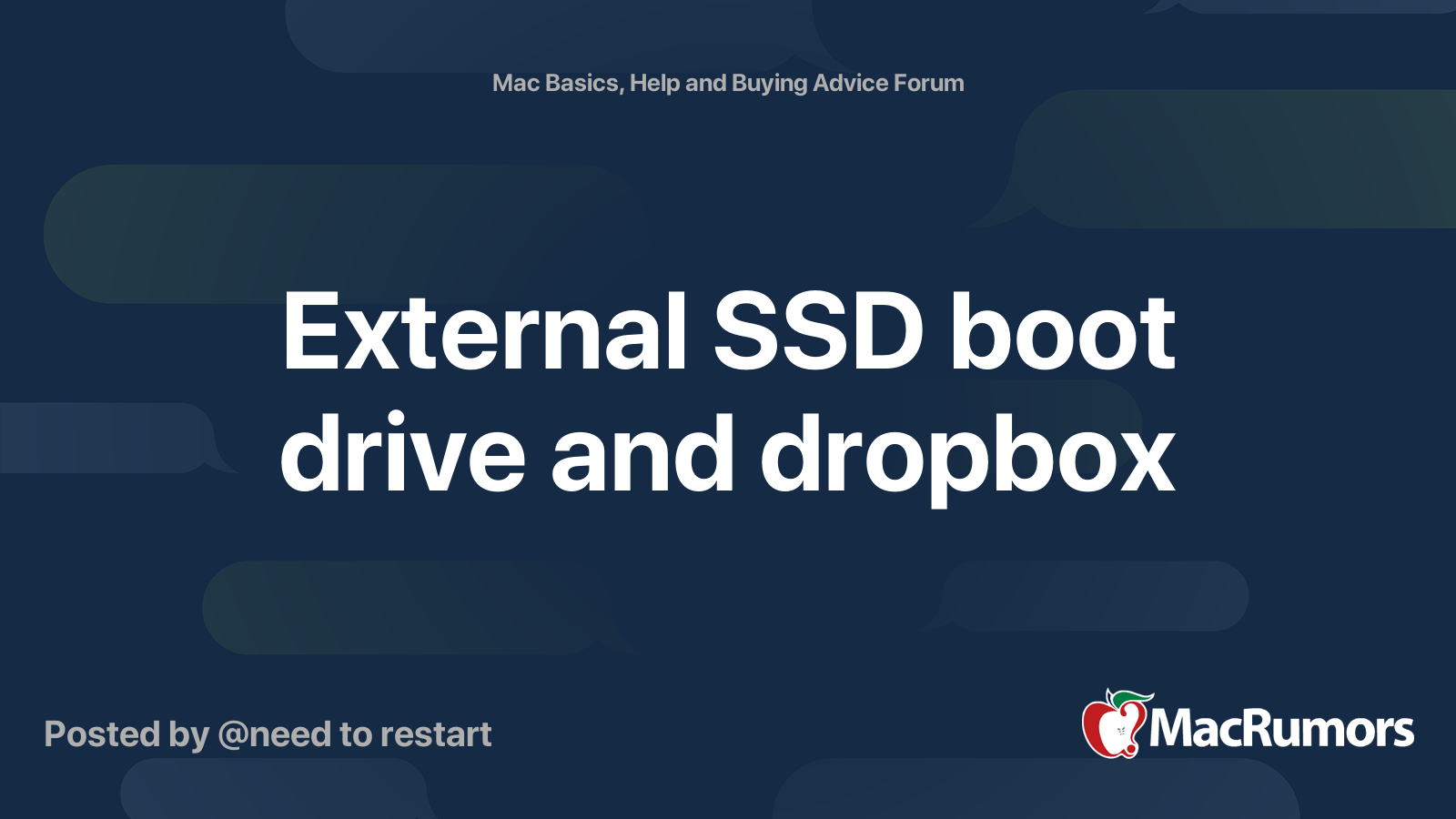External SSD boot drive and dropbox | MacRumors Forums