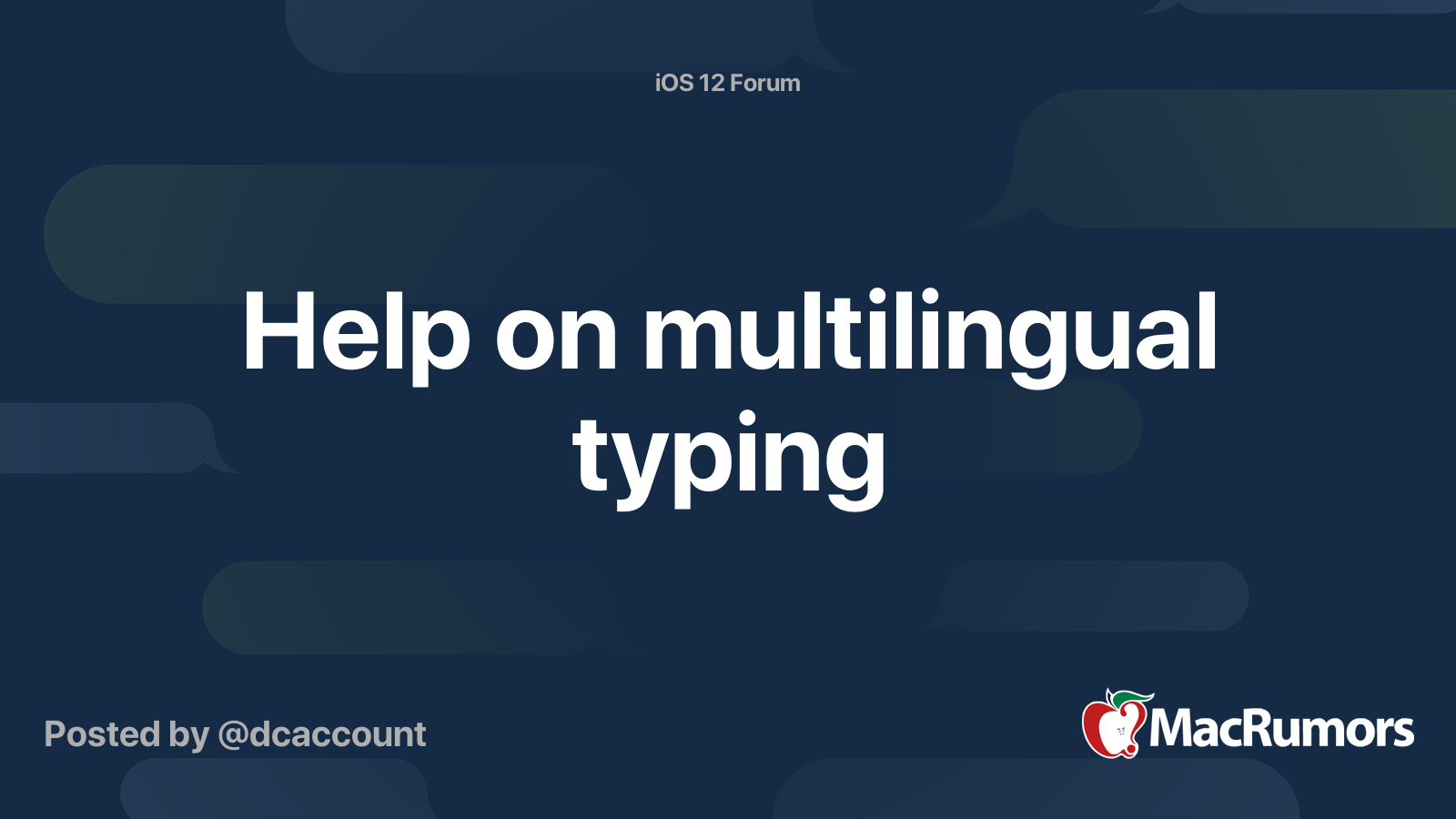Help on multilingual typing | MacRumors Forums