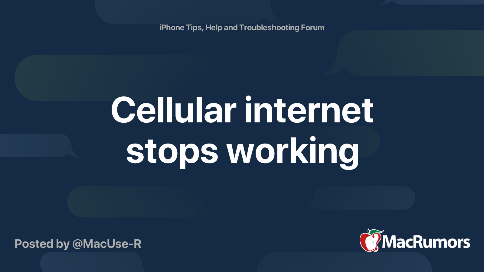 Cellular internet stops working | MacRumors Forums