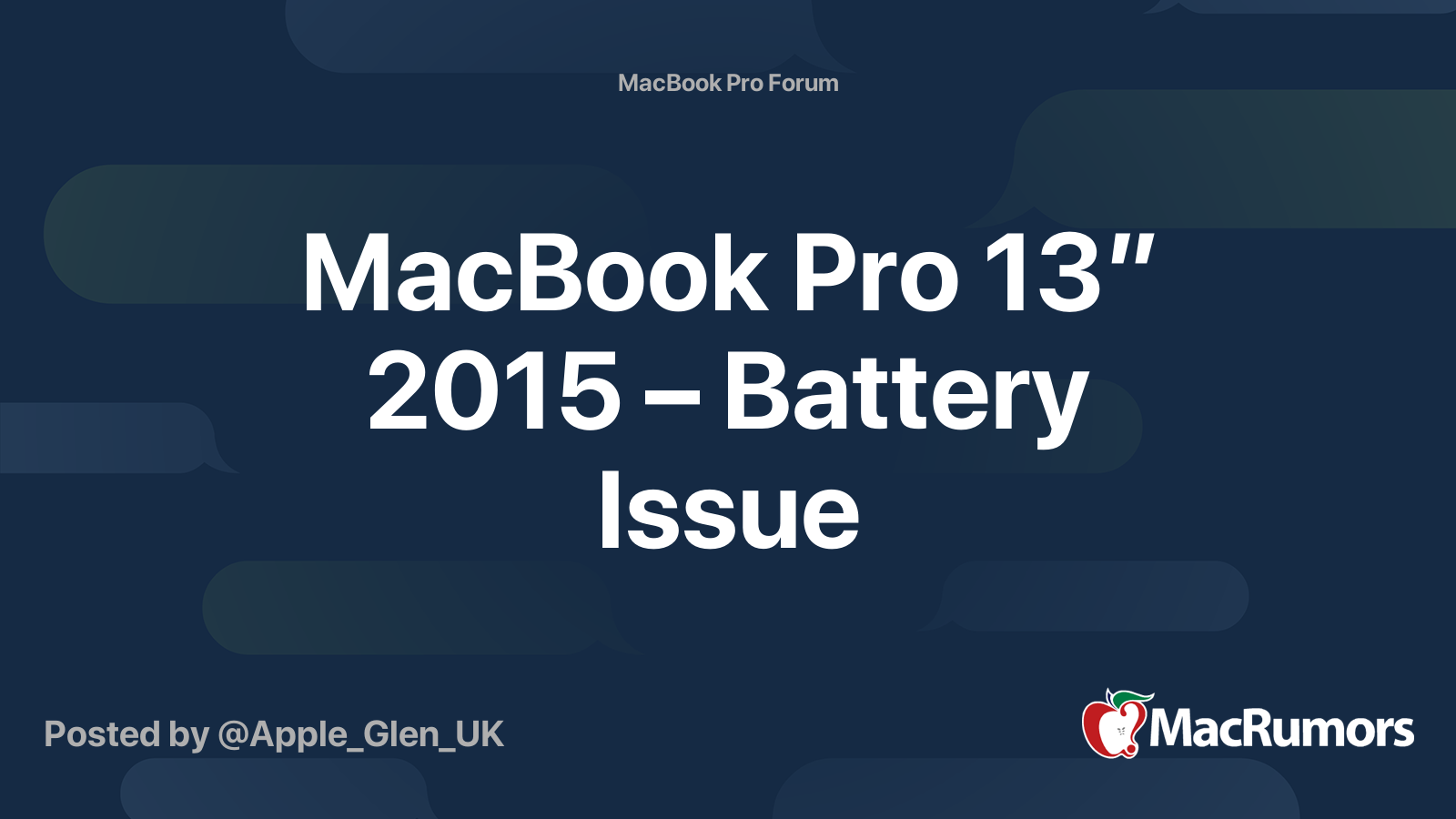 MacBook Pro 13” 2015 – Battery Issue | MacRumors Forums