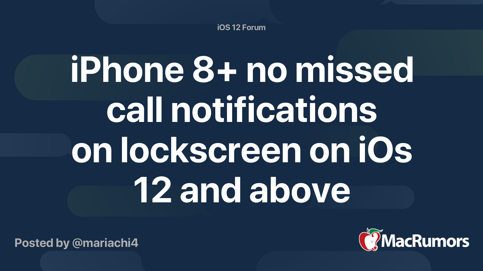 iPhone 8+ no missed call notifications on lockscreen on iOs 12 and ...
