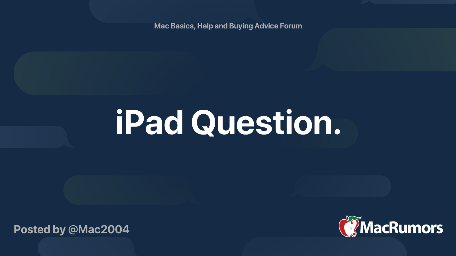 iPad Question. | MacRumors Forums