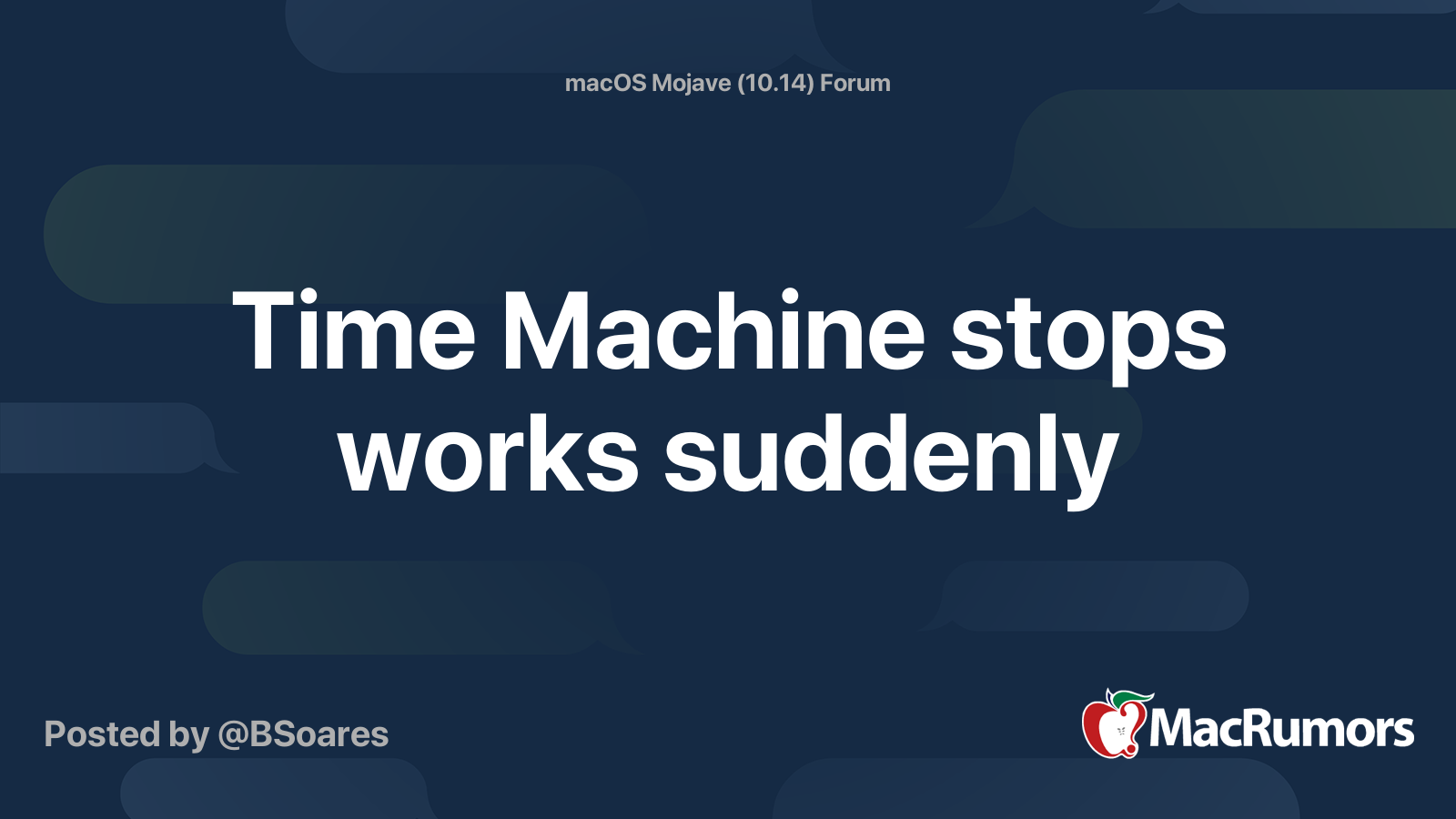 Time Machine stops works suddenly | MacRumors Forums