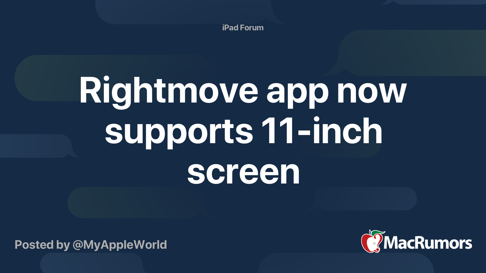 Rightmove app now supports 11-inch screen | MacRumors Forums