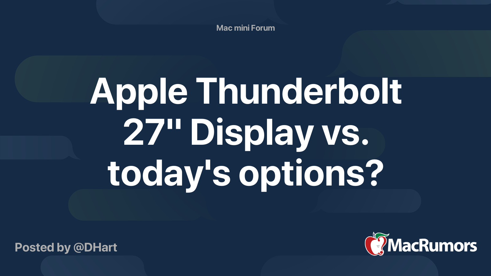 Apple Thunderbolt 27" Display vs. today's options? | MacRumors Forums