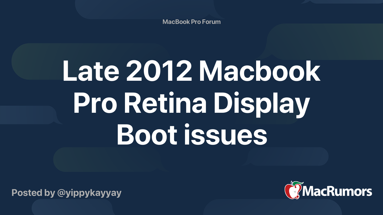 Late 2012 Macbook Pro Retina Display Boot issues | MacRumors Forums