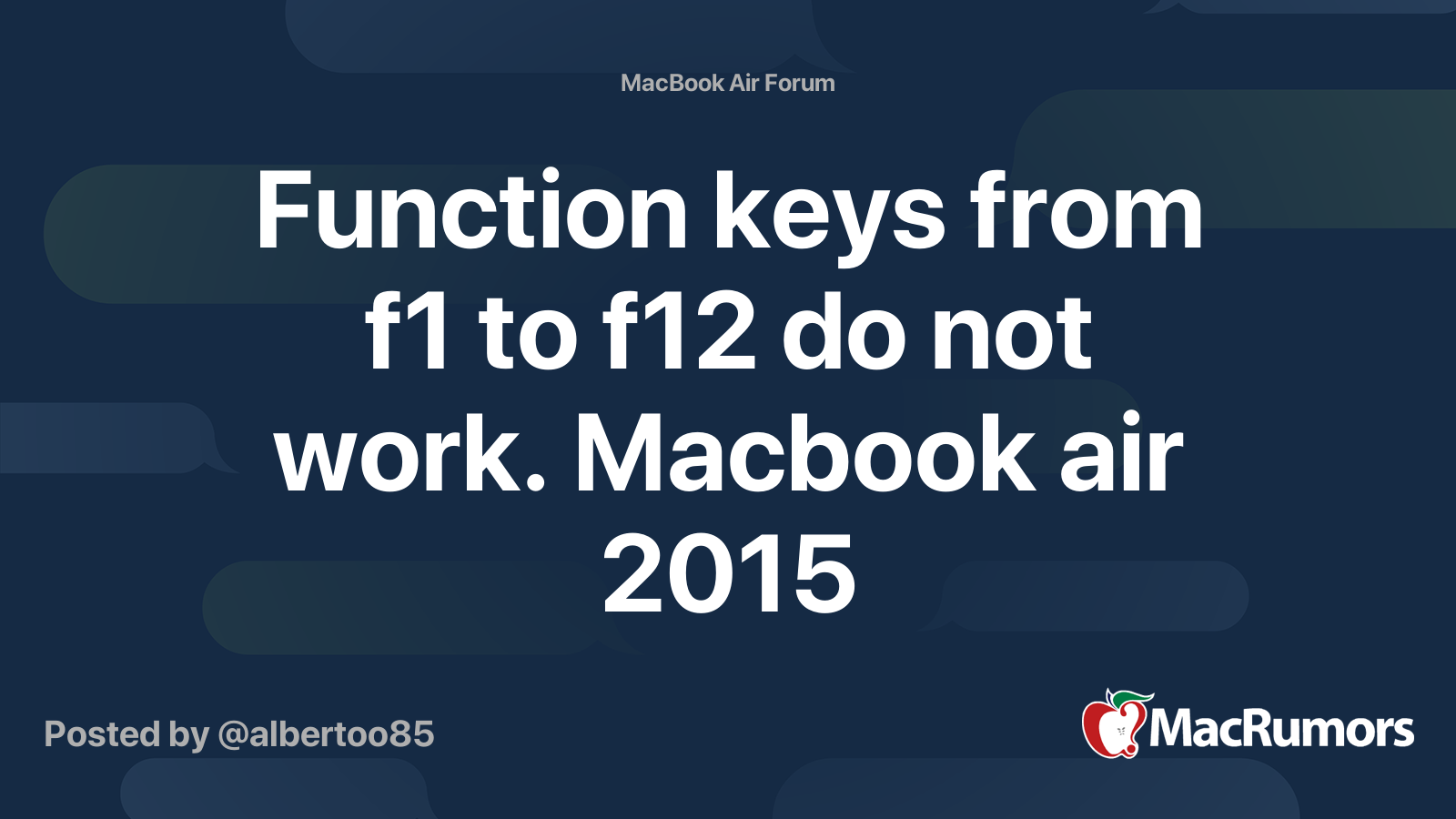 Function keys from f1 to f12 do not work. Macbook air 2015 | MacRumors ...