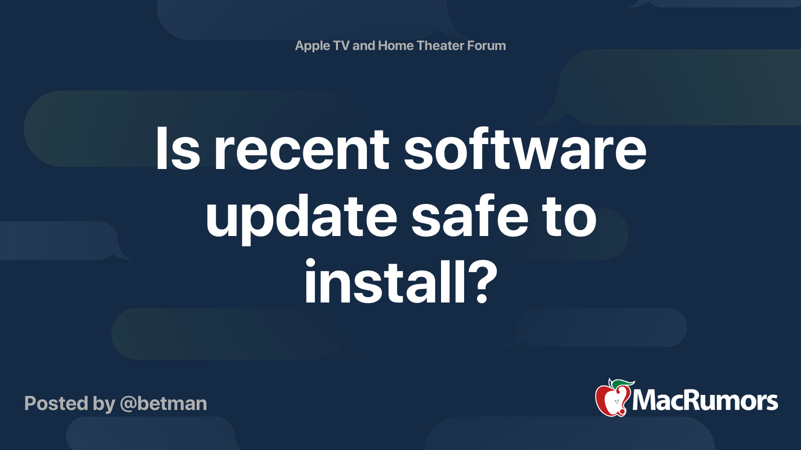 Is recent software update safe to install? | MacRumors Forums