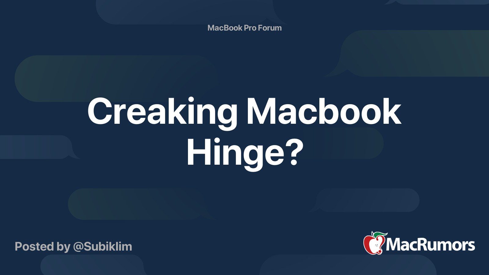 Creaking Macbook Hinge? | MacRumors Forums