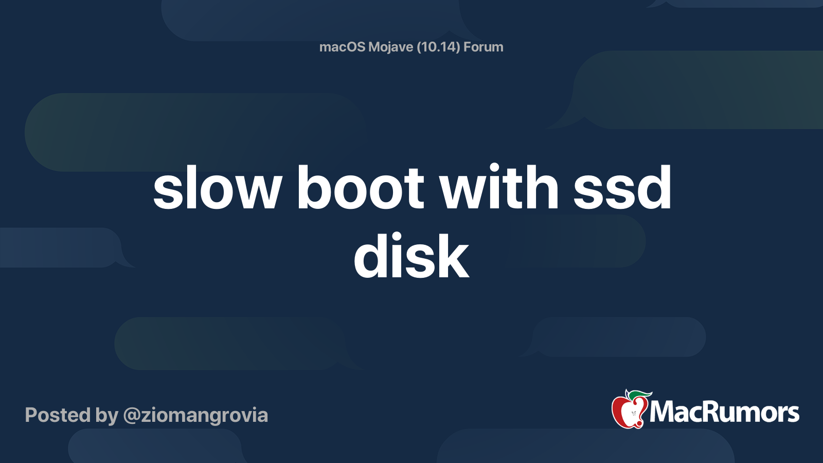 slow boot with ssd disk | MacRumors Forums