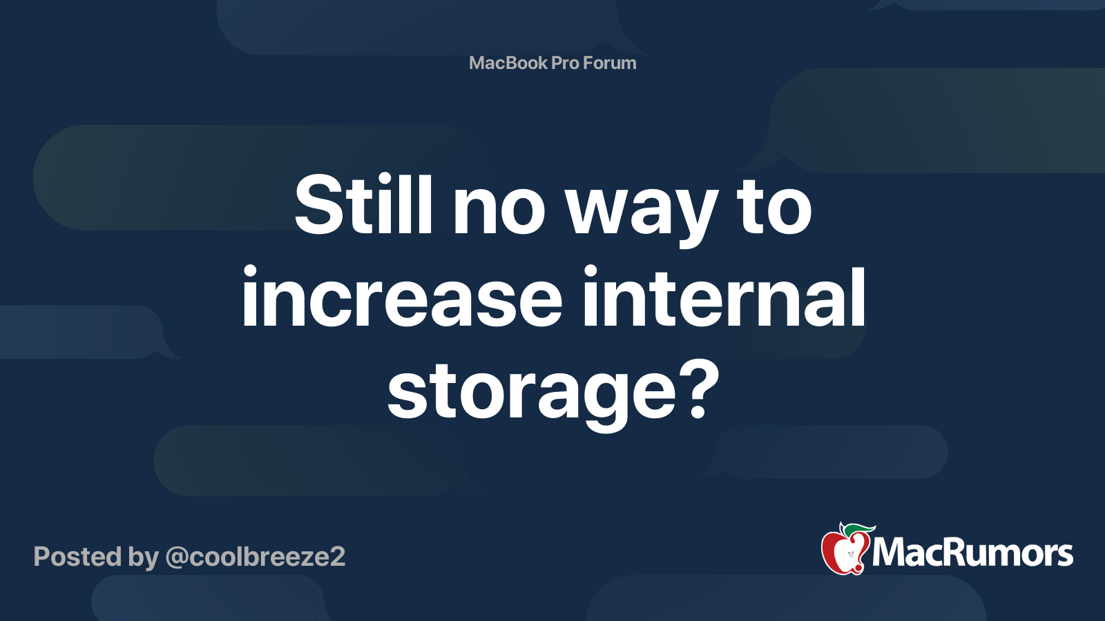 Still no way to increase internal storage? | MacRumors Forums