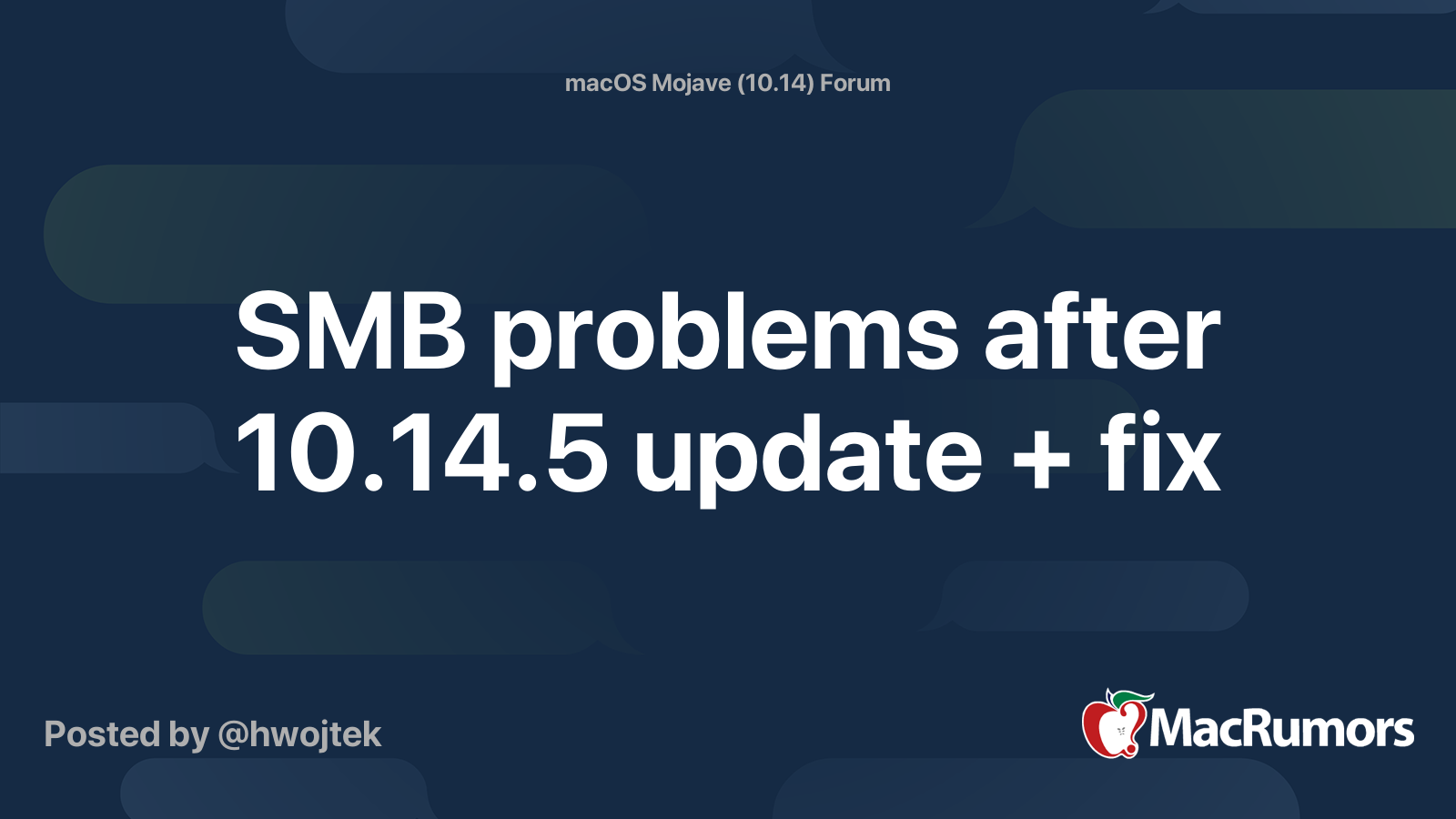SMB problems after 10.14.5 update + fix | MacRumors Forums