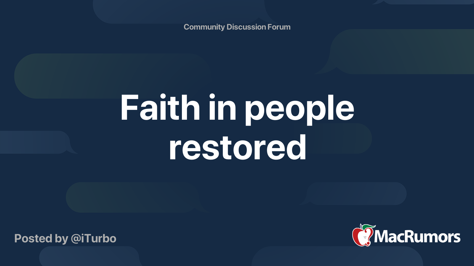 Faith in people restored | MacRumors Forums