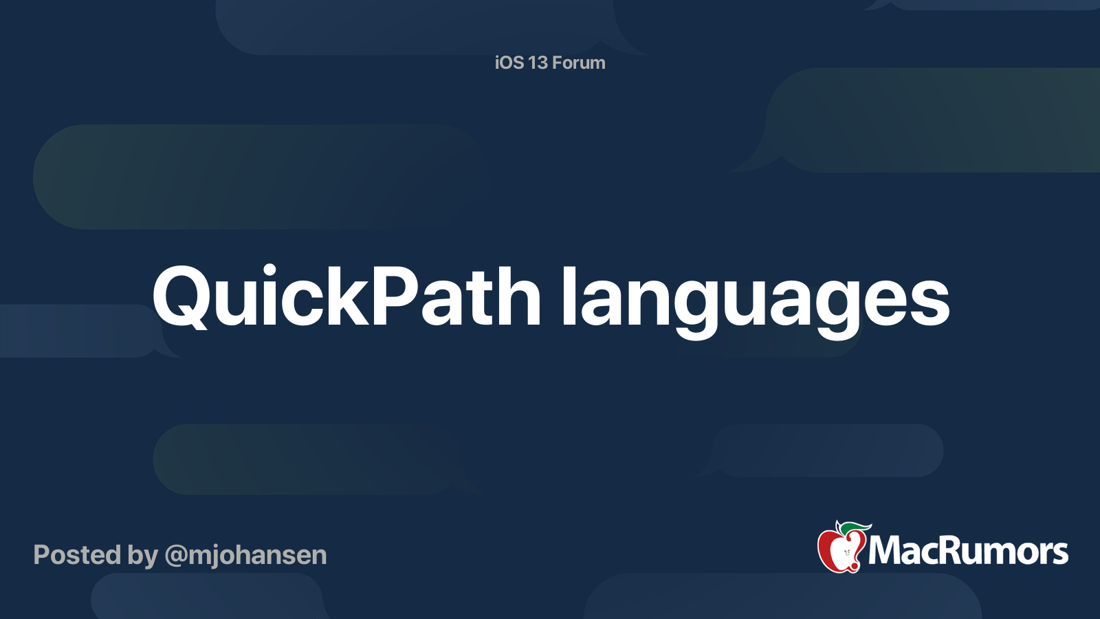 QuickPath languages | MacRumors Forums