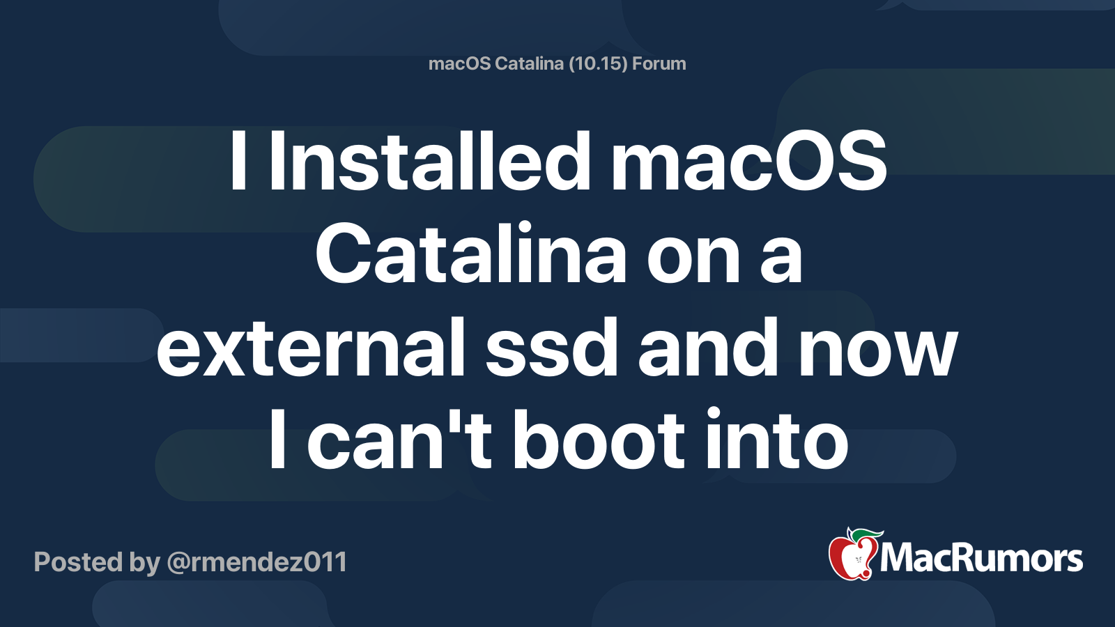 I Installed macOS Catalina on a external ssd and now I can't boot into recovery without it ...