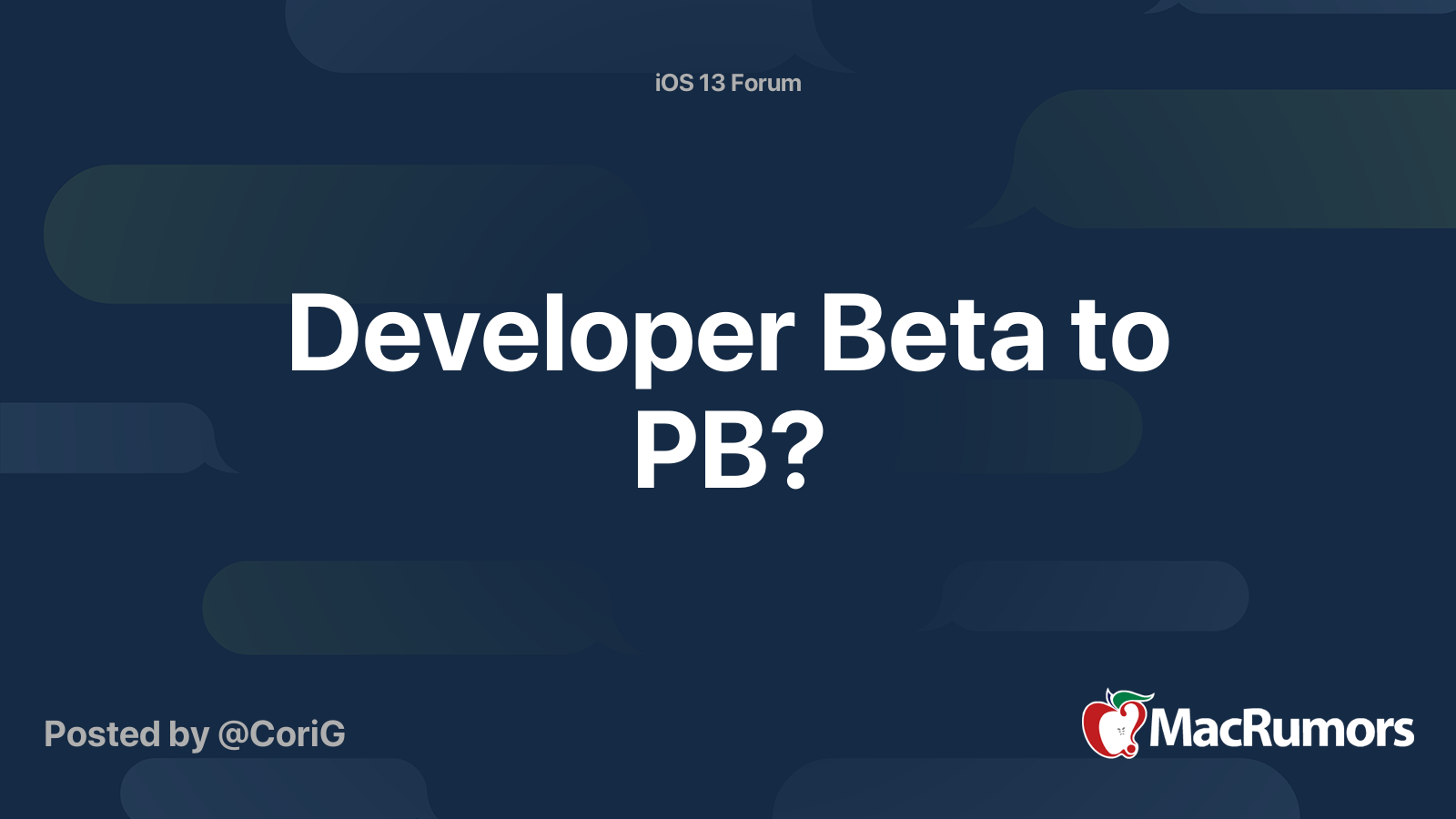 Developer Beta to PB? | MacRumors Forums