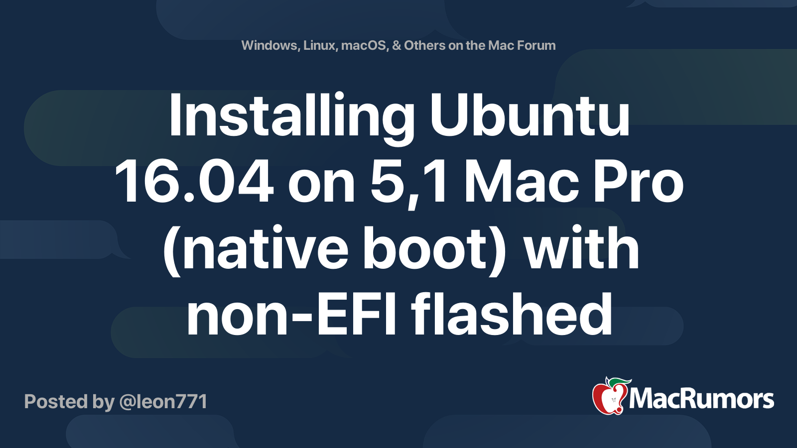 Installing Ubuntu 16.04 on 5,1 Mac Pro (native boot) with non-EFI flashed Nvidia GTX1080 ...