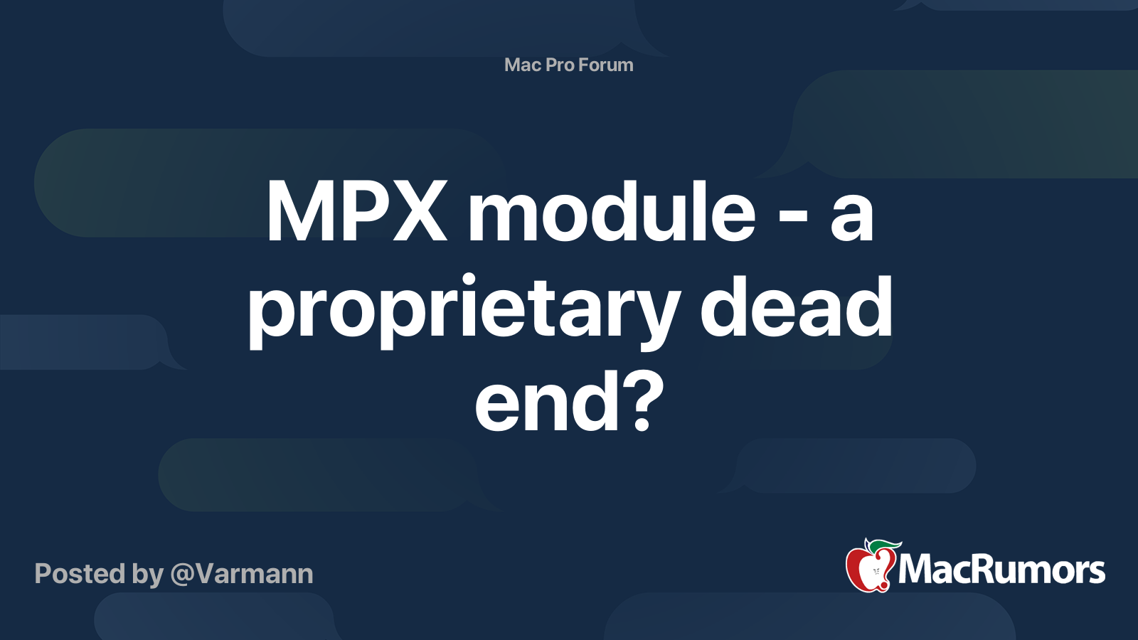 MPX module - a proprietary dead end? | MacRumors Forums