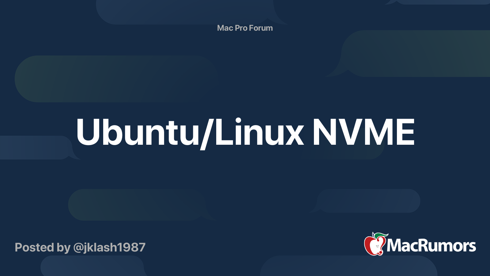 Ubuntu/Linux NVME | MacRumors Forums