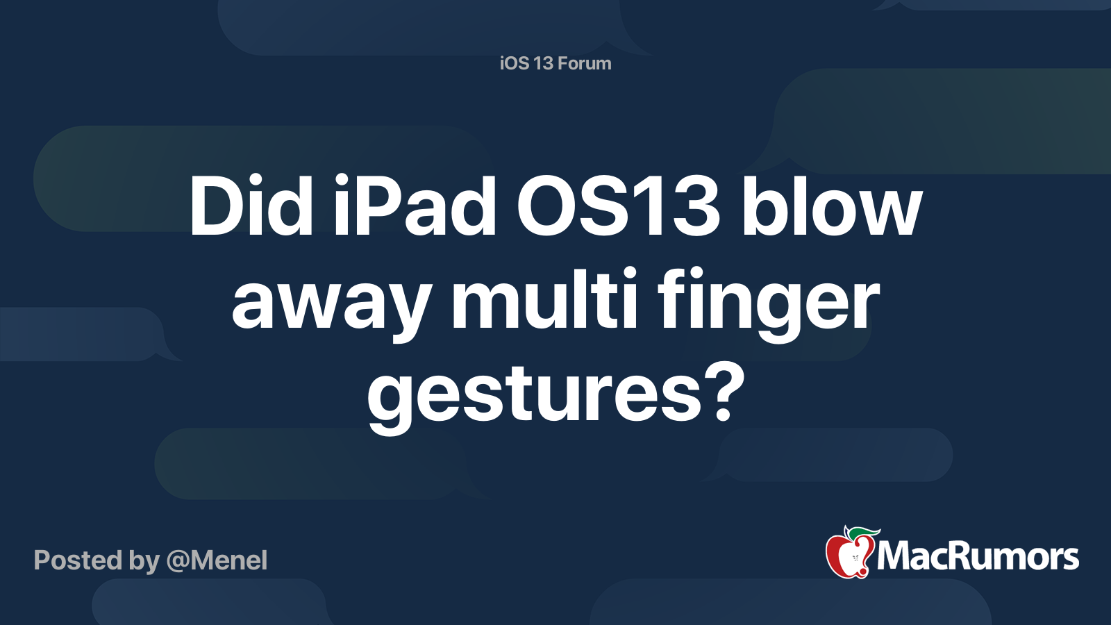 Did iPad OS13 blow away multi finger gestures? | MacRumors Forums