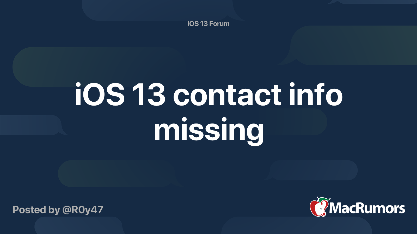 iOS 13 contact info missing | MacRumors Forums