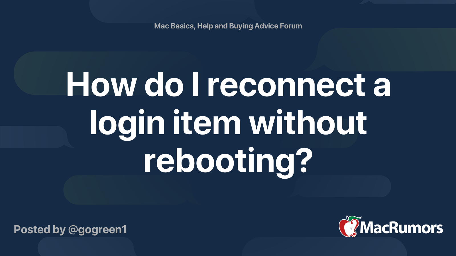 How do I reconnect a login item without rebooting? | MacRumors Forums