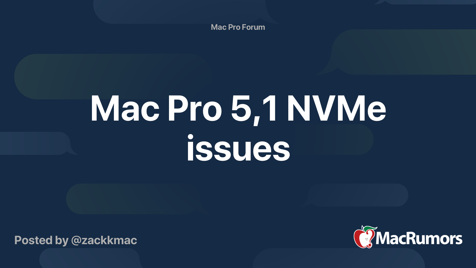 Mac Pro 5,1 NVMe issues | MacRumors Forums