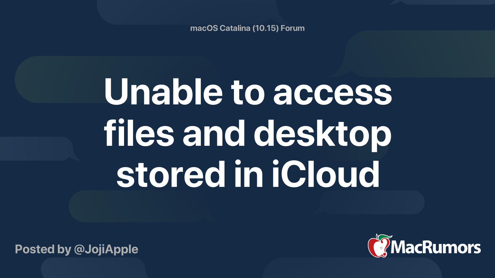 Unable to access files and desktop stored in iCloud | MacRumors Forums