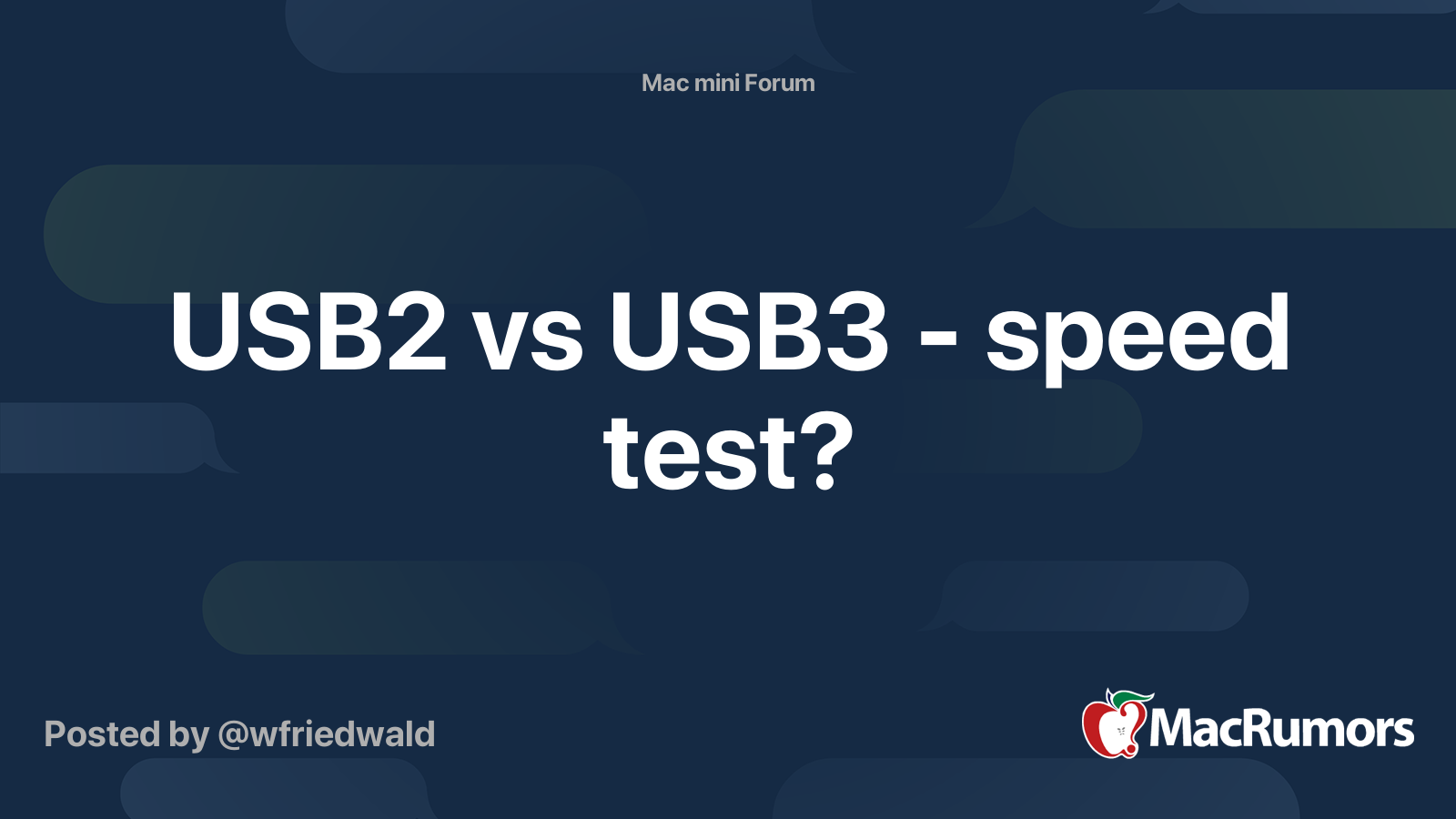 USB2 vs USB3 - speed test? | MacRumors Forums