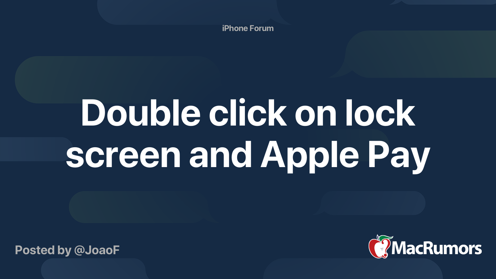 Double click on lock screen and Apple Pay | MacRumors Forums