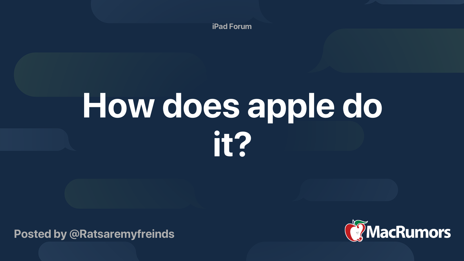 How does apple do it? | MacRumors Forums