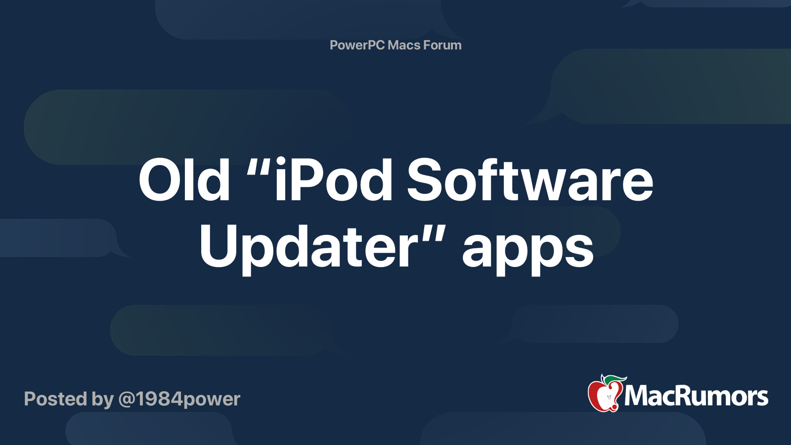 Old “iPod Software Updater” apps | MacRumors Forums