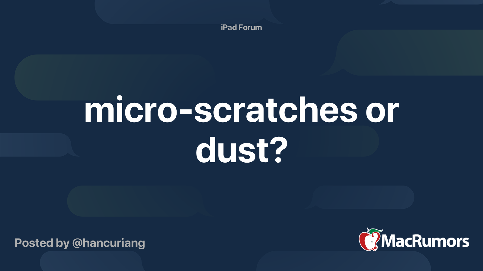micro-scratches or dust? | MacRumors Forums