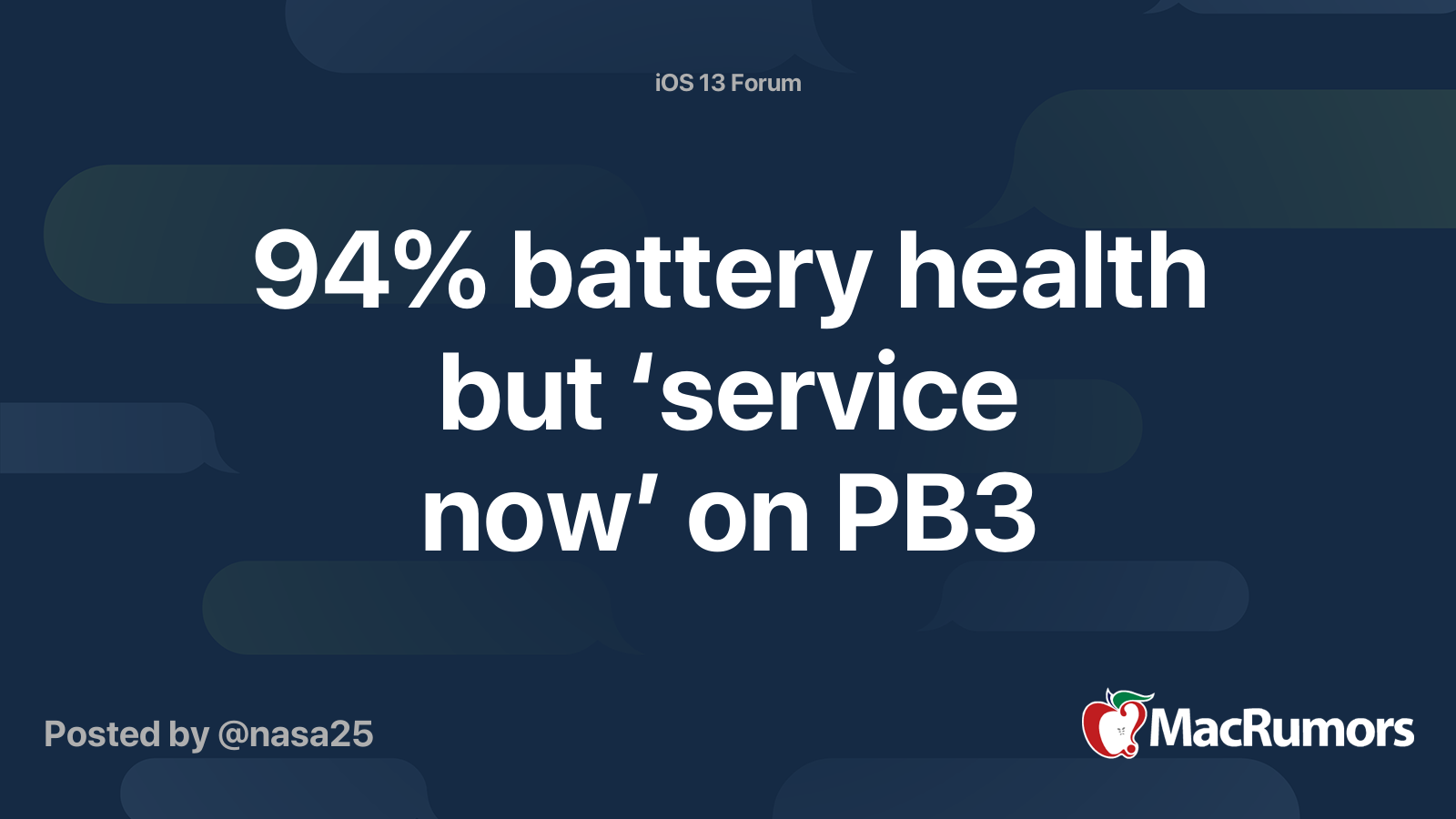 94% battery health but ‘service now’ on PB3 | MacRumors Forums
