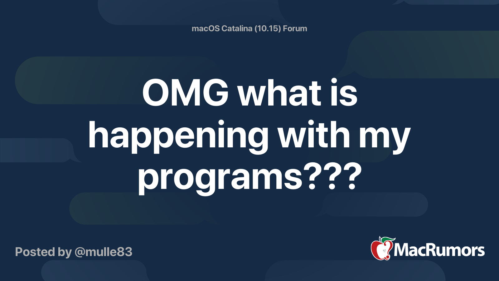 OMG what is happening with my programs??? | MacRumors Forums
