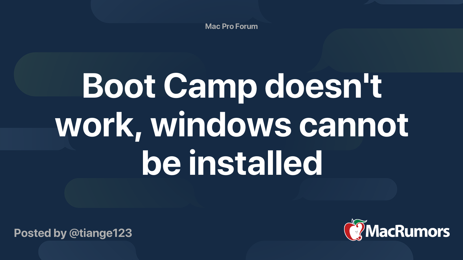 Boot Camp doesn't work, windows cannot be installed | MacRumors Forums