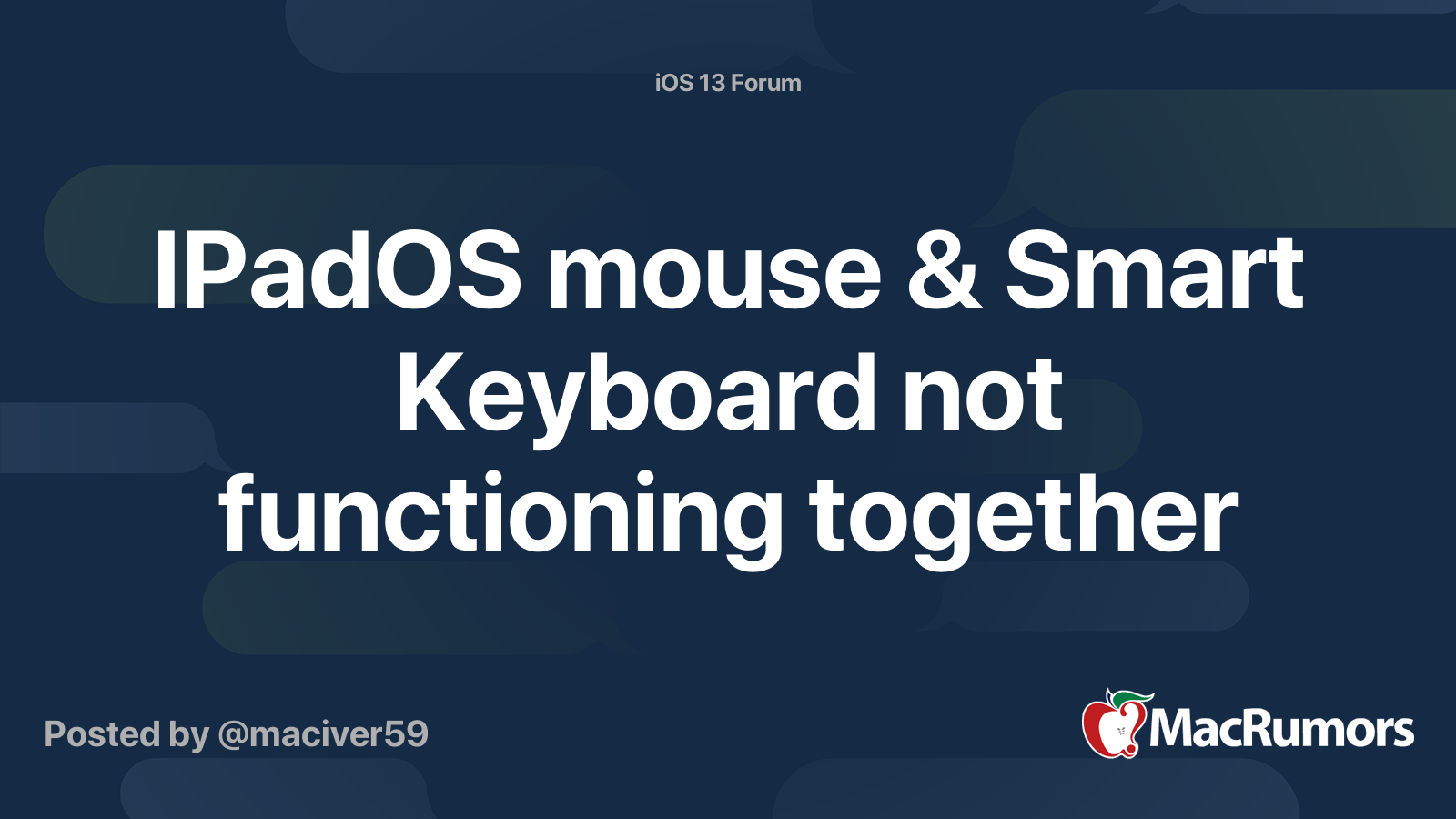 IPadOS mouse & Smart Keyboard not functioning together | MacRumors Forums
